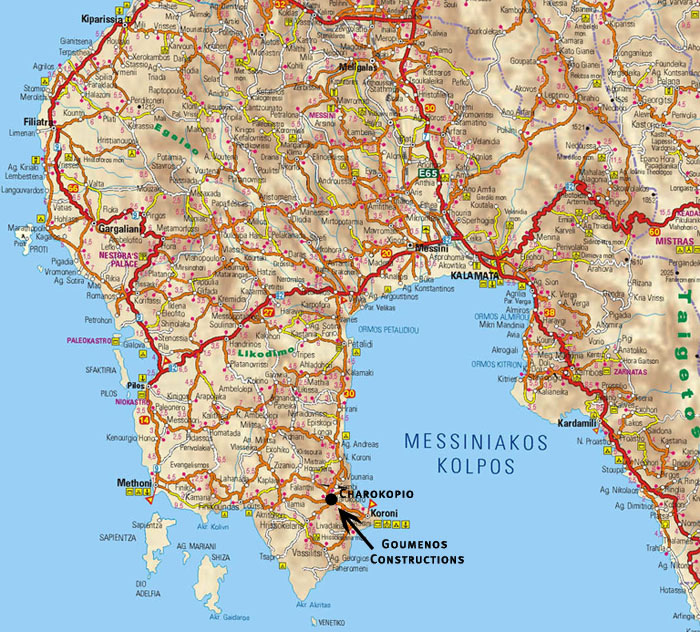 Κτήμα Γούμενου, Διαμερίσματα Κορώνη - Χάρτης